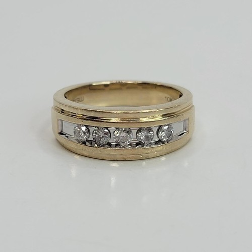 10K TWO TONE GOLD 5 STONE INSET DIAMOND RING 7G SIZE 10 (TDW029562) | eBay