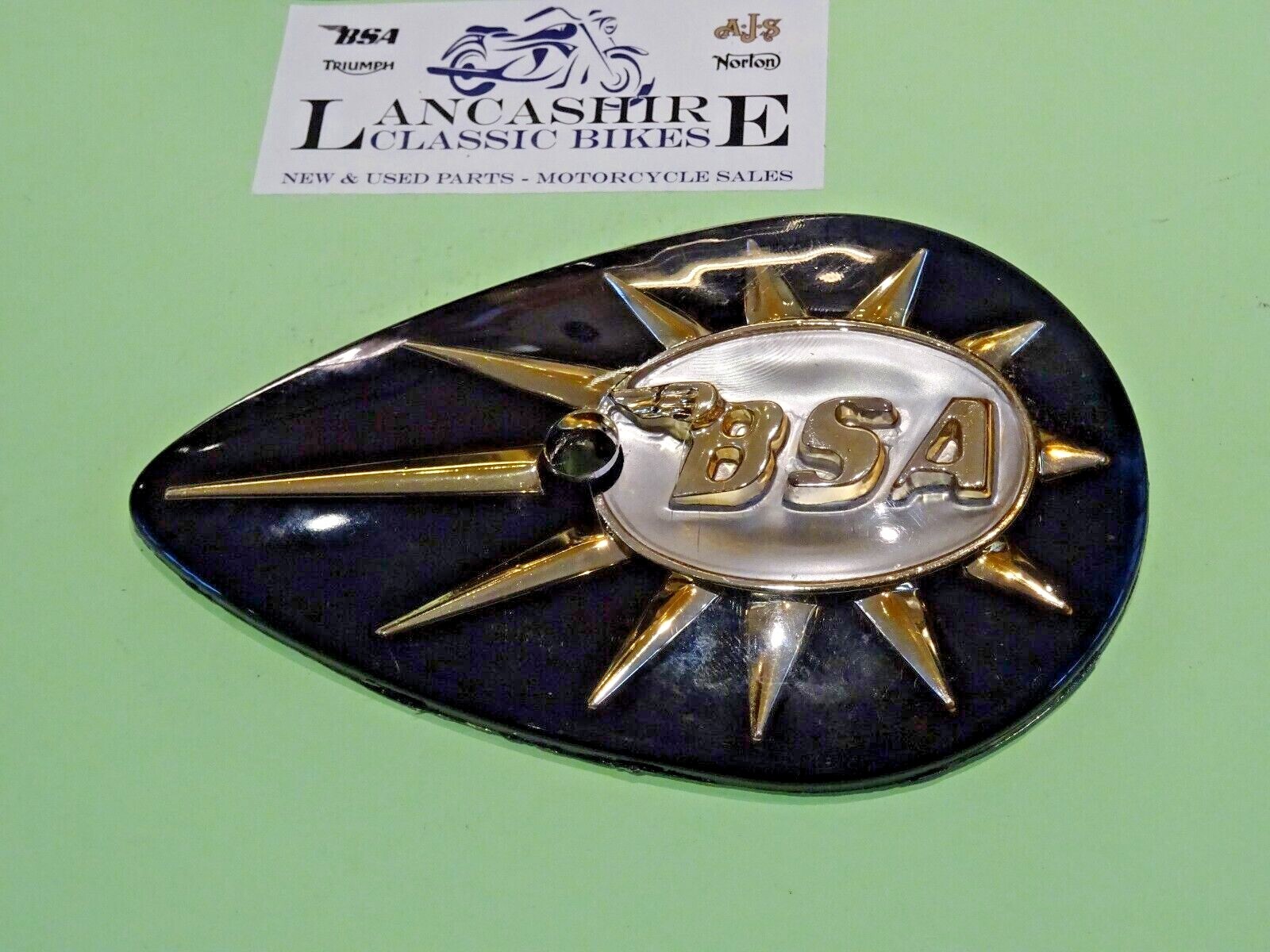 BSA A7 A10 A50 A65 PETROL FUEL GAS TANK BADGES BLACK 40-8122 40-8123 | eBay