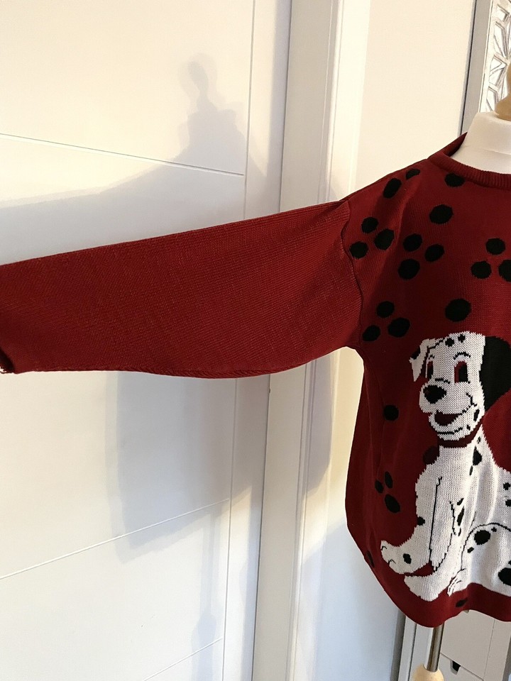 Vintage 80s Dalmatian Jumper Disney Cockleshell Knit Red Large | eBay