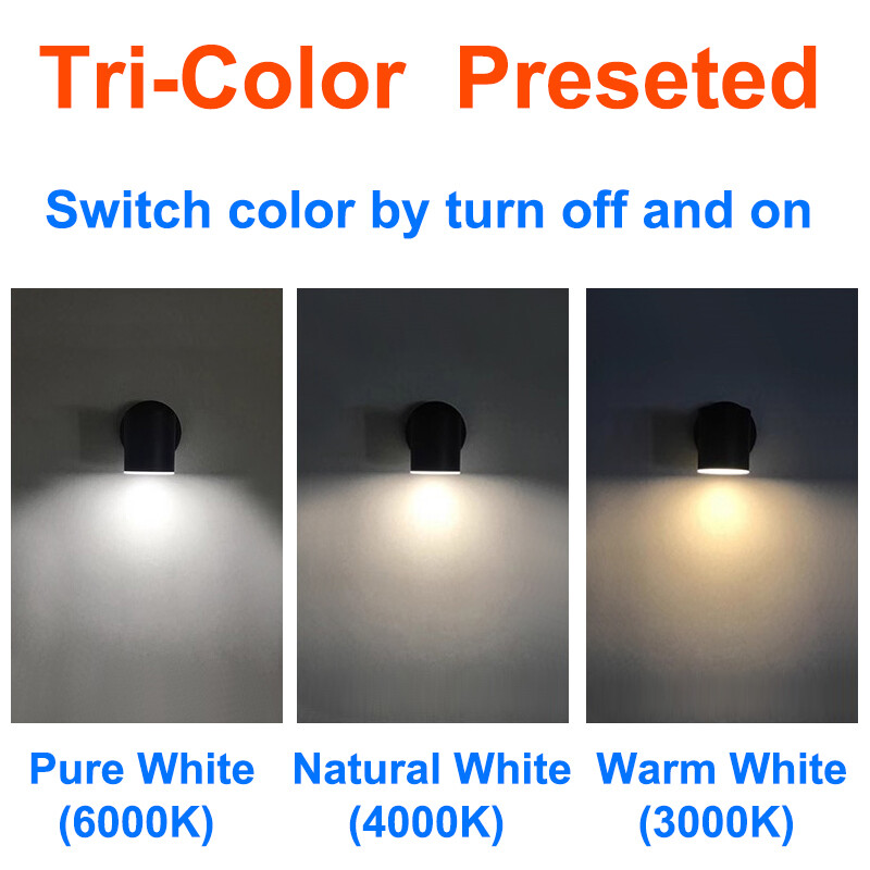 6W COB LED Acrylic Bedside Wall Light Fixture Rotating Lamp Head On/Off ...