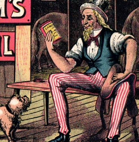 1880s Uncle Sam's Harness Oil W.W. Noble & Co. Medicines Uncle Sam ...