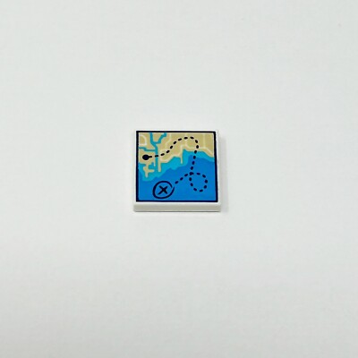 LEGO Parts Tile 2x2 Map of Coastline w/ Tan Land Azure Water Blue ...