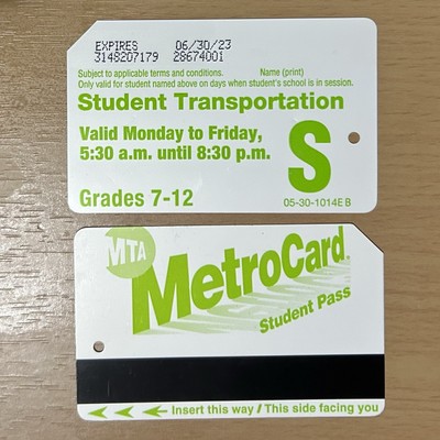 MTA 6-12 Student Pass MetroCard. FOR COLLECTORS! | eBay