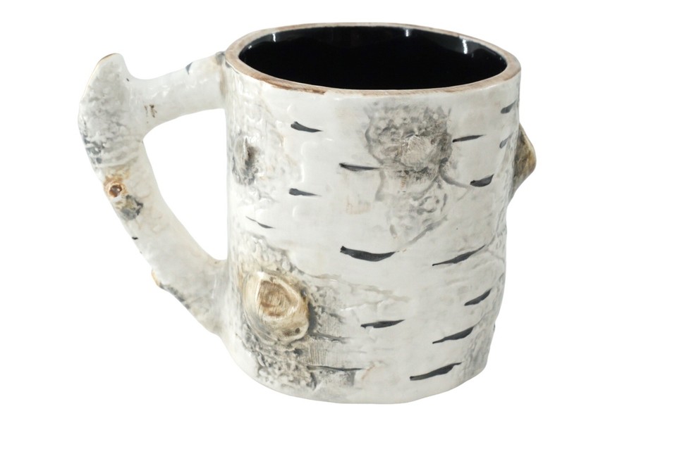 Set of 5 DEPT 56 Birch Bark Rustic Teapot Coffee Pitcher Mug Hand ...