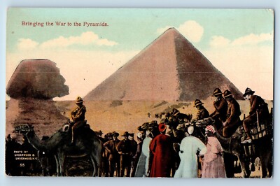 WWI Postcard Military Soldiers Bringing The War To The Pyramids c1910's ...