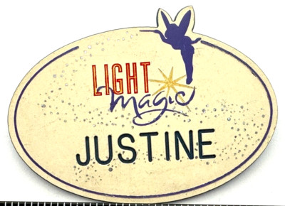 DLR Light Magic Cast Member Name Tag 'JUSTINE' Disneyland Pin Button ...