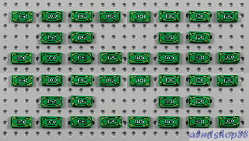LEGO - 1x2 Tiles w/ 100 Dollar Bill Print Money Bank Green Back ...
