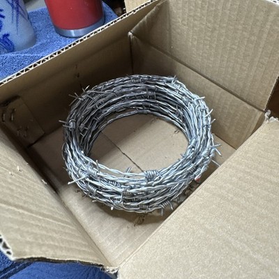 32 Ft Of New Shiny Barbed Wire For Crafts. With Gloves. | eBay