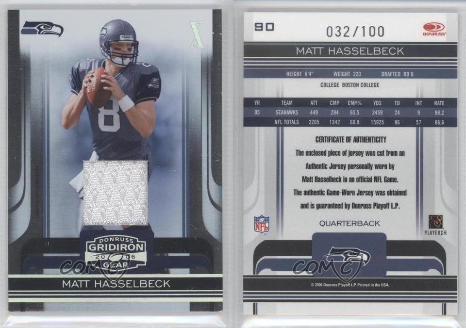 2006 Donruss Gridiron Gear X's Jersey 32/100 Matt Hasselbeck #90 0f4 | eBay