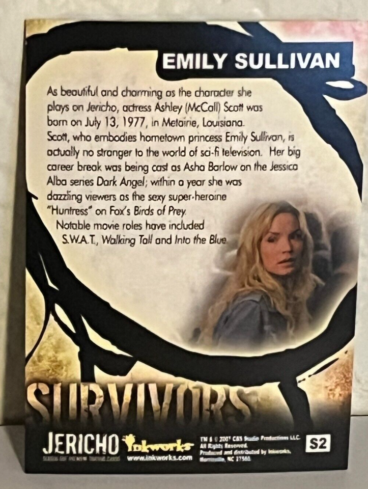 Jericho Season 1 - S2 Emily Sullivan Survivors Foil Insert Card | eBay