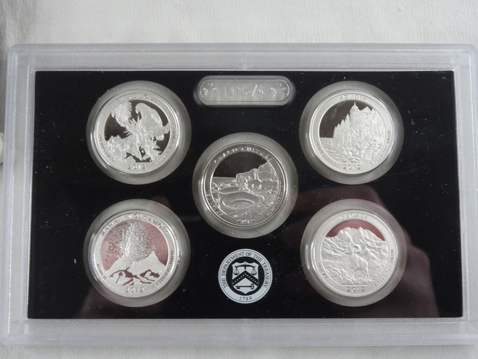 2012-S Silver ATB Quarter Proof Set 5 Coins OGP Box & COA 90% US Mint ...