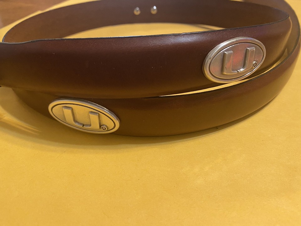 Brown Genuine Leather Belt with University Of Utah Swoop Conchos 28, 30 ...