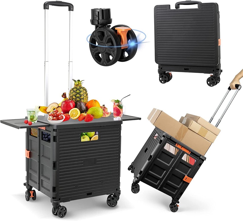 Portable Cart Collapsible Rolling Crate on Wheels for Teachers Tote ...