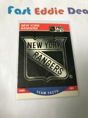 PRO SET NHL HOCKEY 1990 NEW YORK RANGERS TEAM FACTS CARD 578 EXCELLENT ...