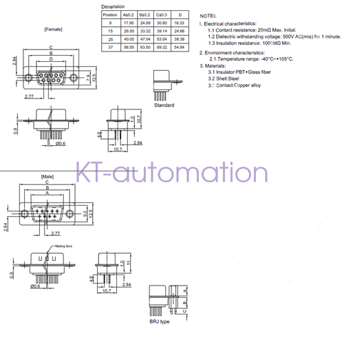 5pcs D-SUB DIP 15 Pin Round PCB Straight Connector Male Female Set ...