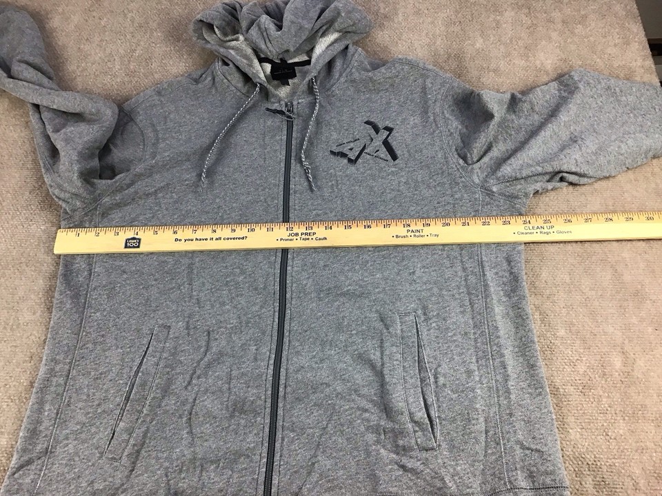 Armani Exchange AIX Hoodie Sweatshirt Men's Gray Size XL Outdoor Full ...