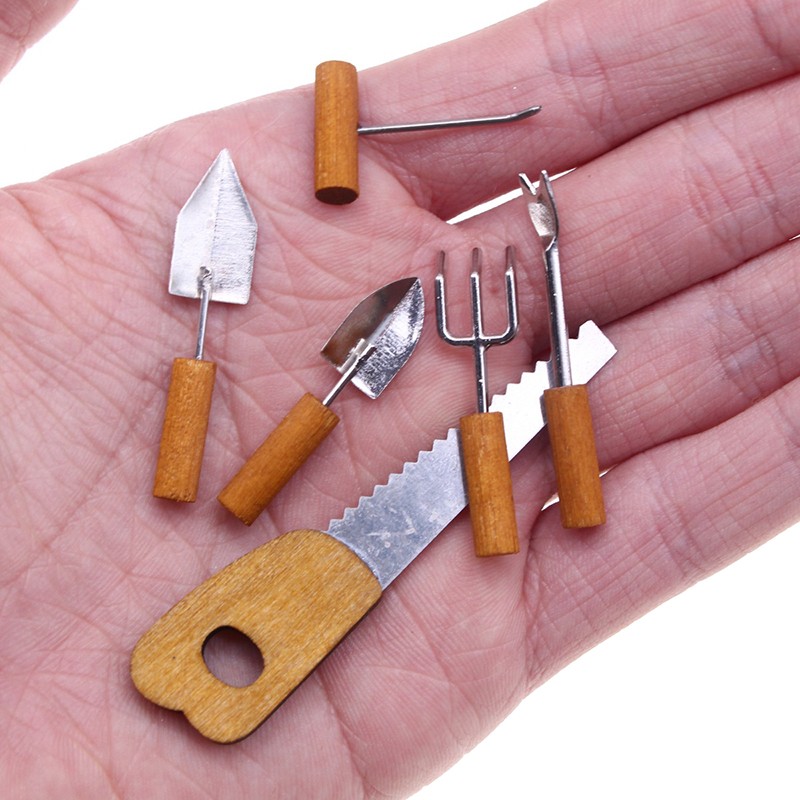 6PCS Mini Farming Tools Set 1:12 Simulation Gardening Tool Kids ...