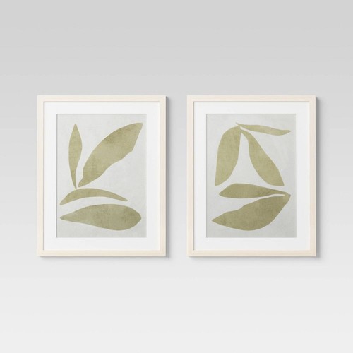 Threshold Botanical Leaf Duo Minimalist Poster Modern Set of 2 16"x20 ...