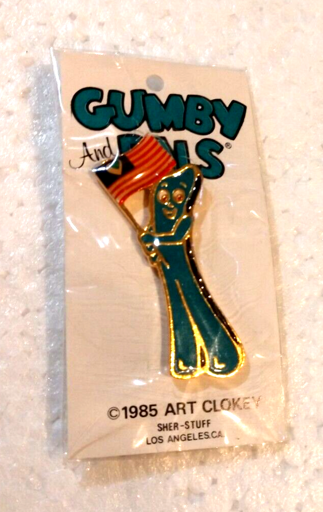 Vtg Gumby & Pals Art Clokey Love America Flag Pin 1985 Enamel New NOS ...