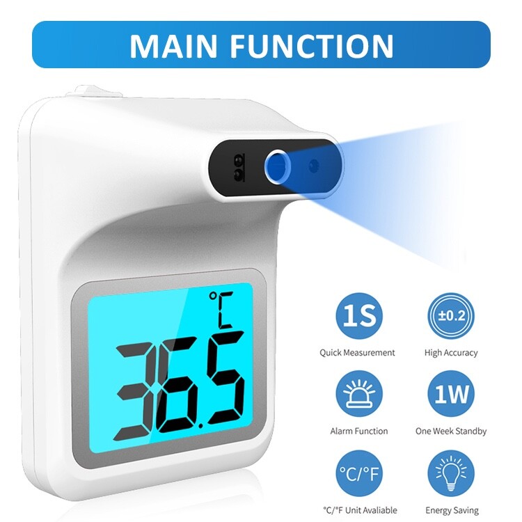 Wall-Mounted No-Contact Infrared Thermometer with Fever Alarm & LCD ...