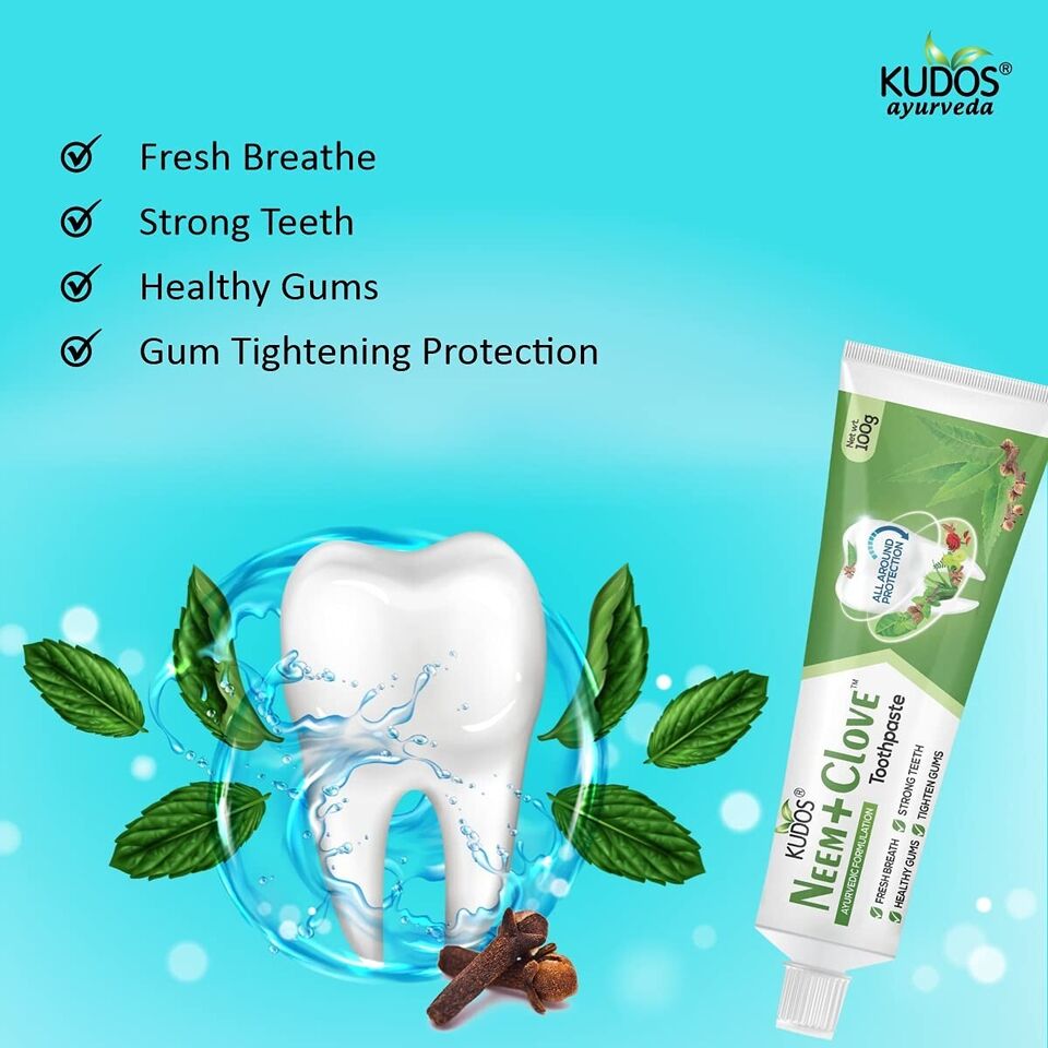 Kudos Ayurveda Neem And Clove Toothpaste - 100g (Pack of 2) | eBay