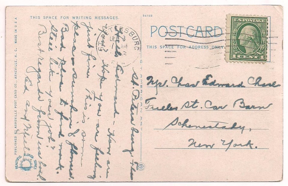 ST. PETERSBURG FL/FLORIDA Postcard ROQUE COURT/WILLIAMS PARK, to ...