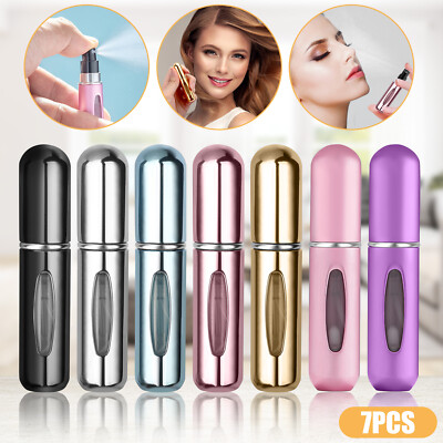 7 PCS Mini Travel Perfume Atomizer Bottle Portable Spray Pump Case ...