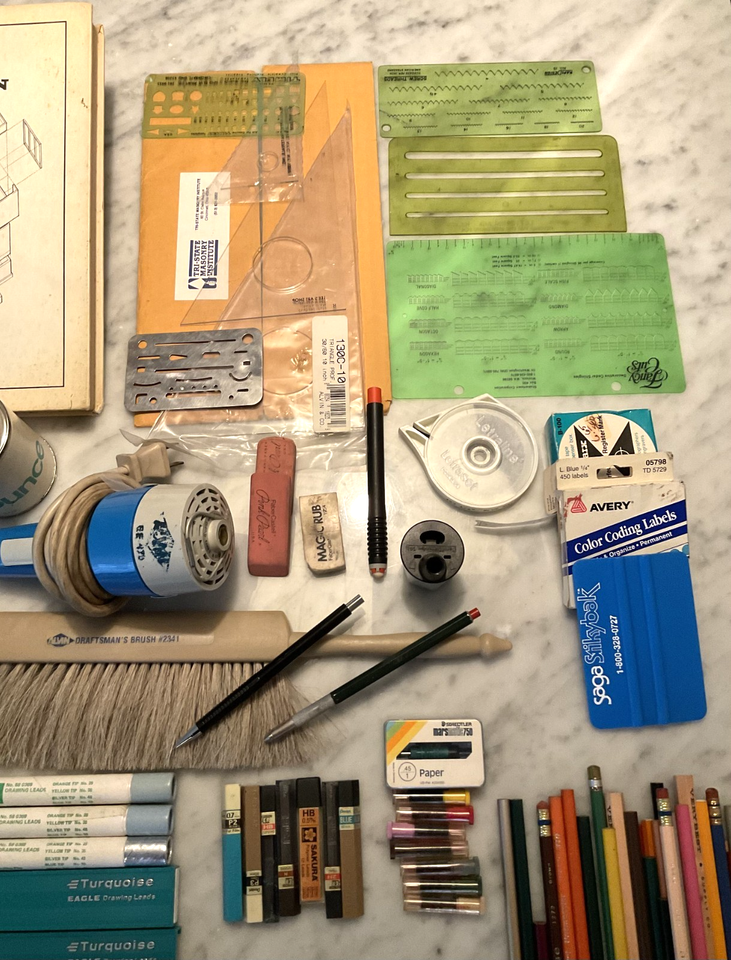 Vintage Architecture Drafting Tools & Supplies w/Illustrated Book Lot ...