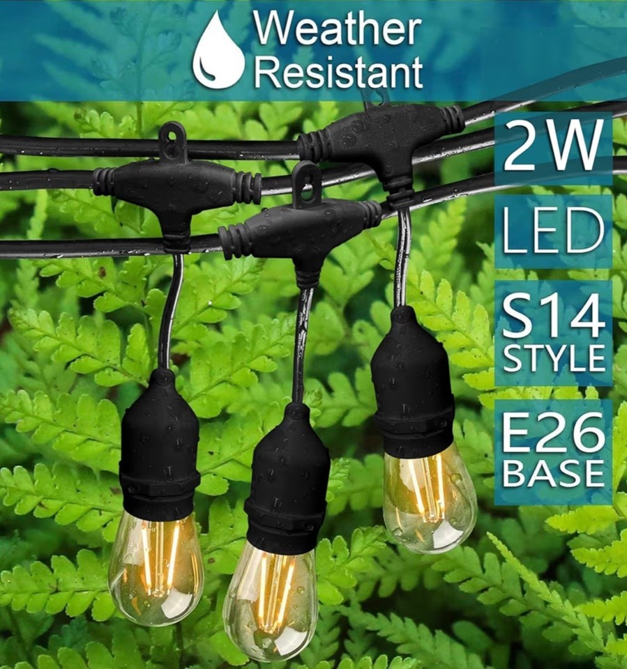 Banord Outdoor String Lights, 48FT Waterproof Patio Lights with 2W ...