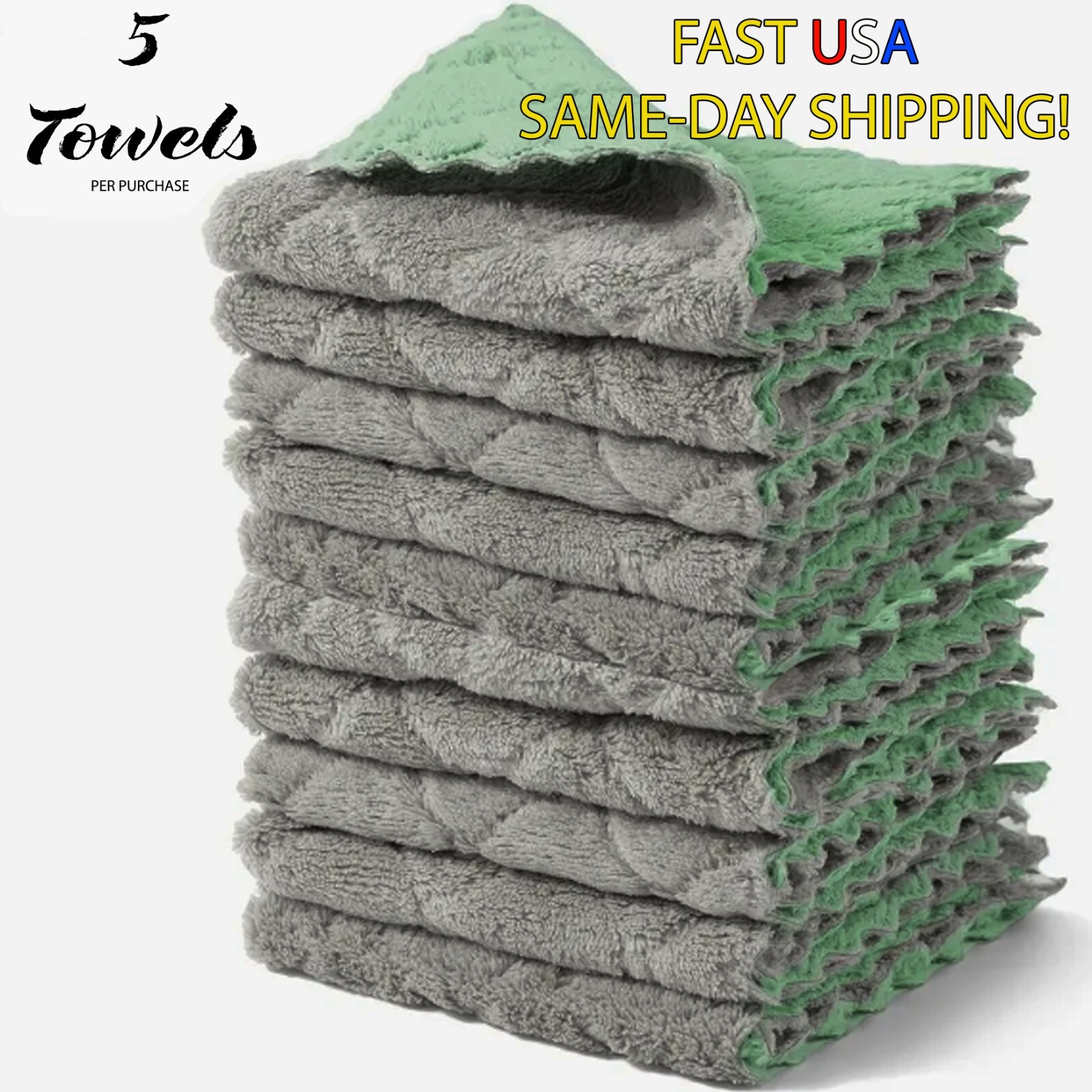 5 Pc Kitchen Cleaning Towels Set Soft Cotton Strong Durable Reusable ...