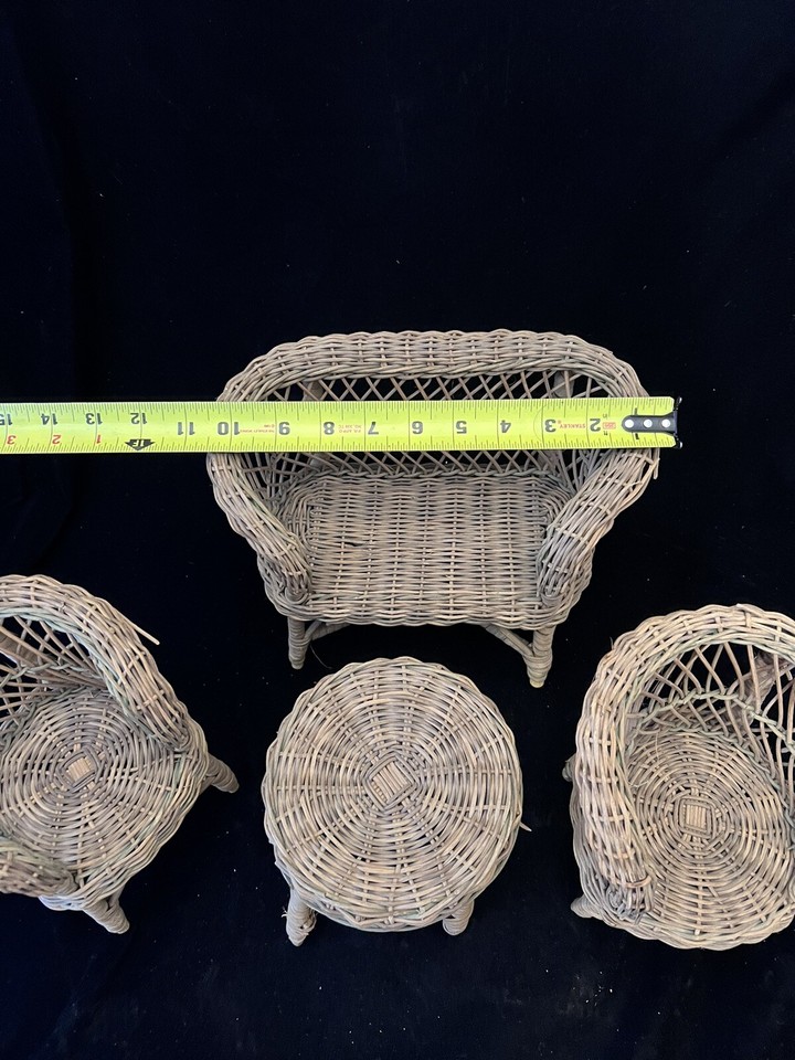 Antique Victorian Set WICKER Doll or Teddy Bear Furniture, from the ...