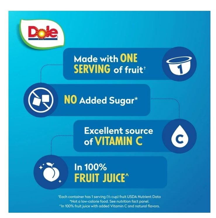 Dole Diced Peaches in 100% Juice^ - Dole Fruit Bowls Snacks - 4 oz ...