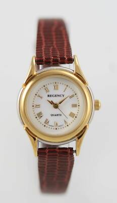 Regency Womens Watch Stainless Gold Silver Maroon Leather 30m White ...