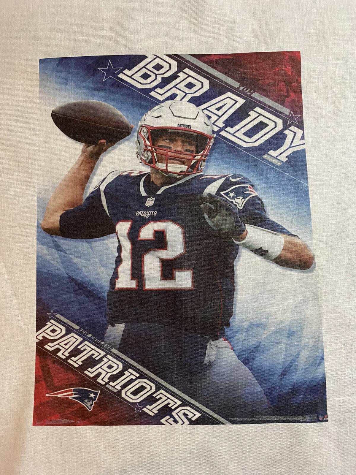 1 Tom Brady New England Patriots Quilt Block Football # 12 Sew Square ...