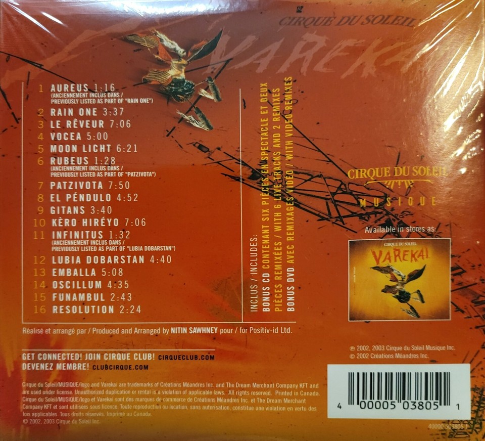 Cirque du Soleil Varekai CD/DVD 2003 FAST SHIPPING FROM USA ...