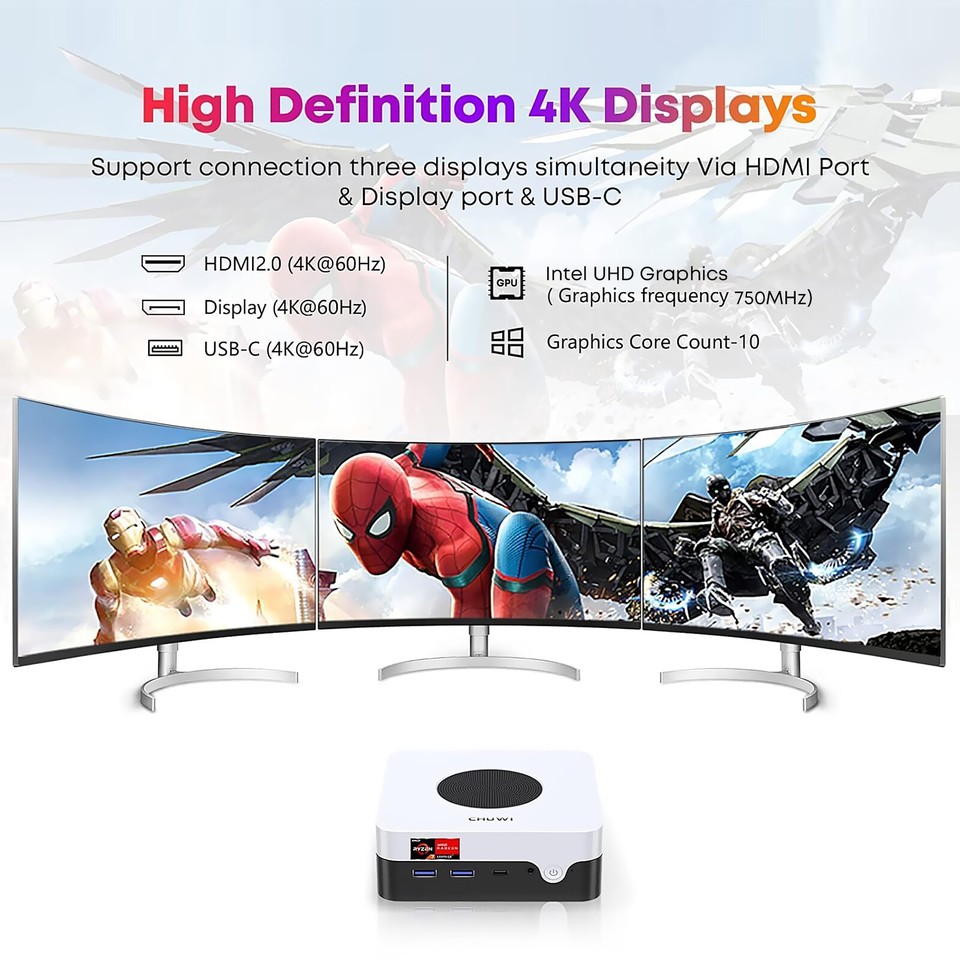 CHUWI Mini PC Desktop Computer Intel N100 12/16GB RAM 512GB SSD Windows ...