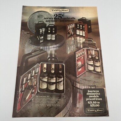 Trav-L-Bar Vintage 1977 Print Ad 8"x11" traveling bar serves cocktails ...