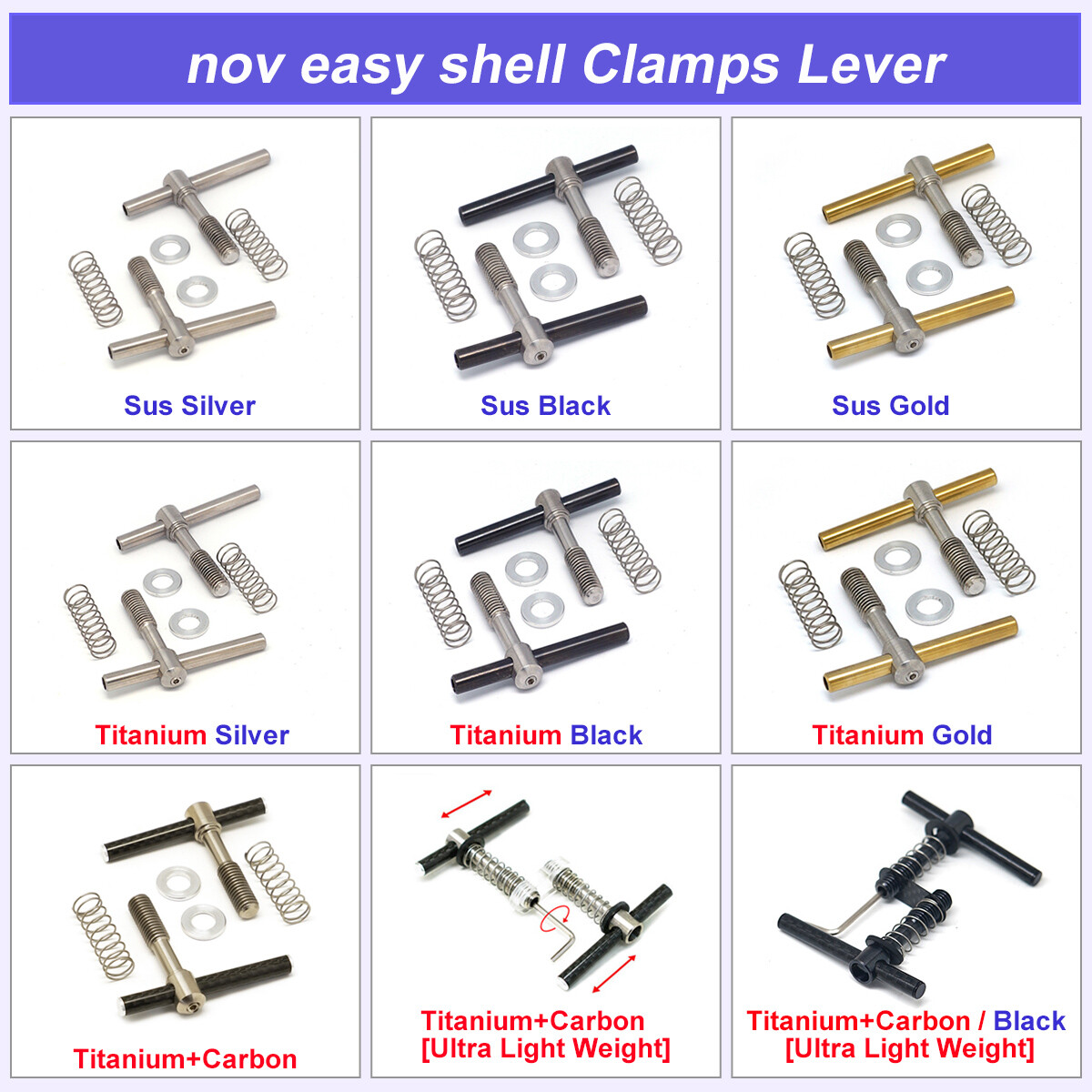 nov Titanium+Carbon easy shell Clamps Lever series v.2.0 / All Black ...