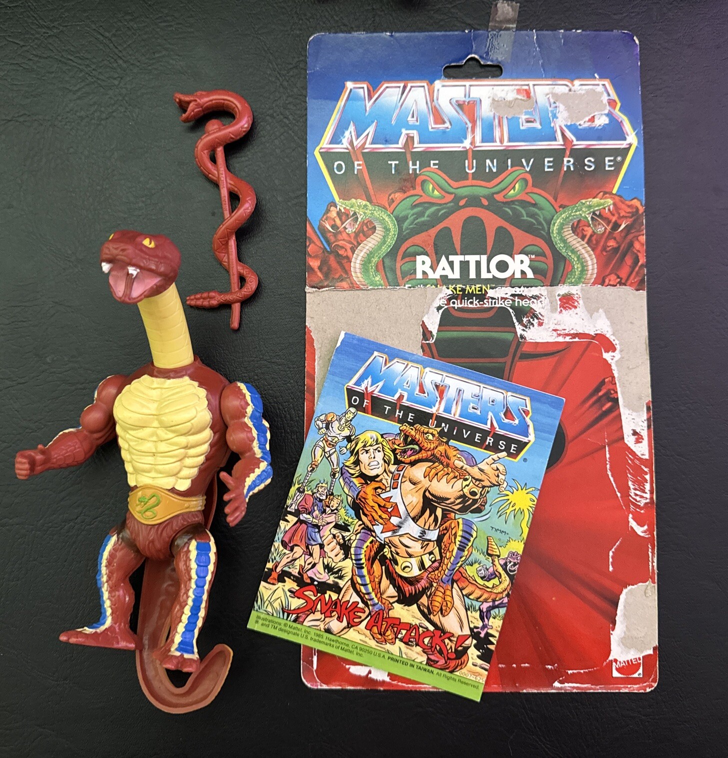 MOTU Rattlor 1985 Mattel Figure W/ Cardback & Mini Comic Masters of the ...