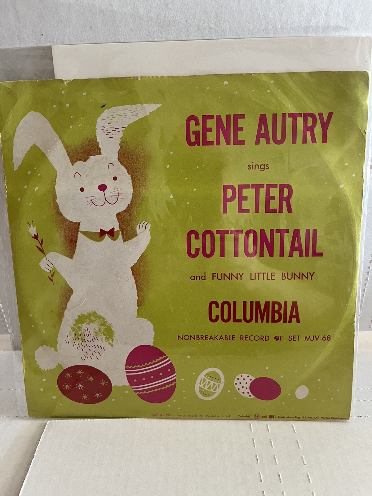 Gene Autry sings PETER COTTONTAIL Columbia Records 10" 78rpm 1950 MJV ...