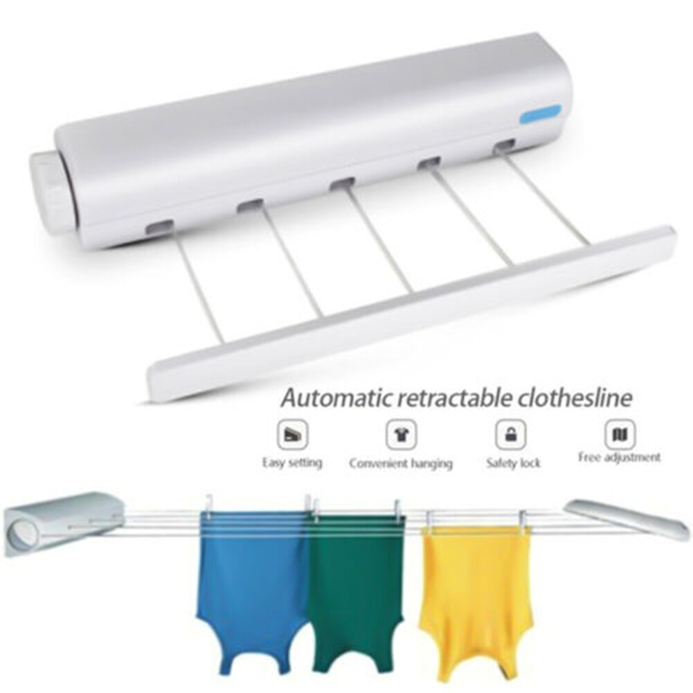 Retracting Clothesline 4/5 Line Slim Retractable Pull Out Clothes line ...