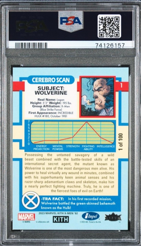 2023 Upper Deck Kith Marvel X-Men '92 Characters #1 Wolverine Red PSA 1 ...