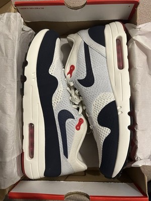 *Brand New Nike Air Max 1 Ultra 2.0 Flyknit Trainers Red White Blue UK ...