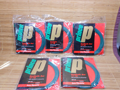 (4) PRINCE Synthetic Gut Soft 16 Gauge & (1) Topspin Plus 16 Tennis ...
