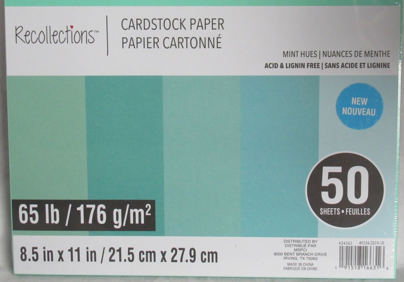 Recollections Cardstock Paper 8 1/2" x 11" 50 Sheets 65 lb 5 Color MINT ...