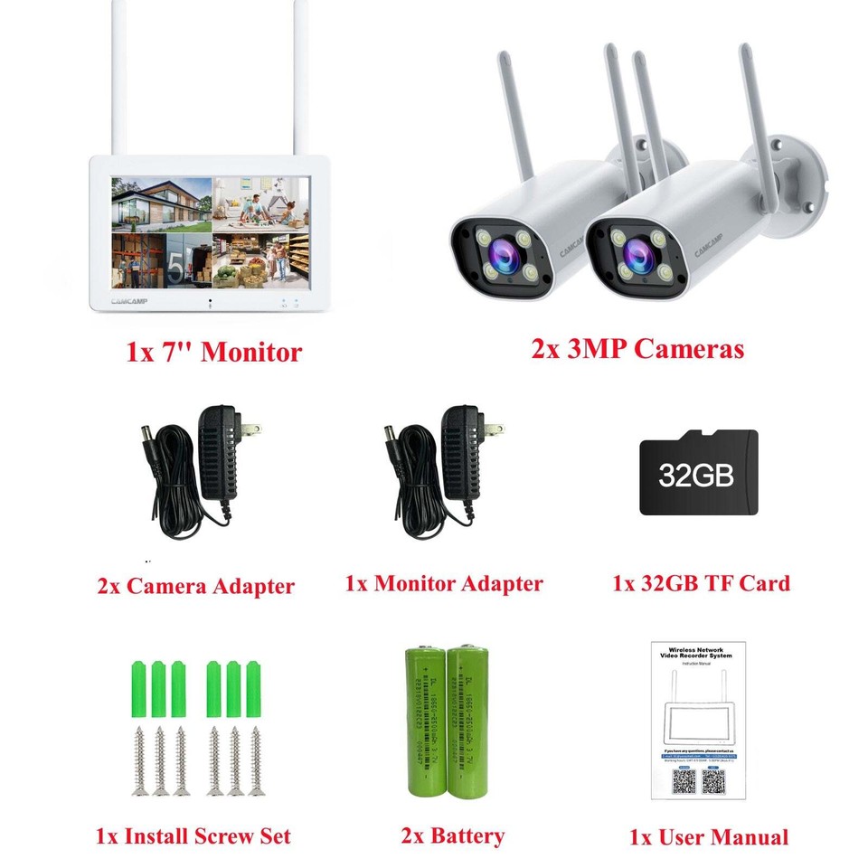 CAMCAMP 2K Wireless Security Camera System Monitor Outdoor CCTV IP ...
