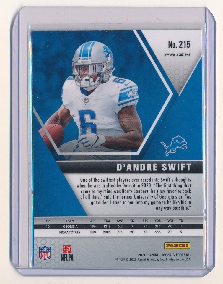 D'ANDRE SWIFT 2020 PANINI MOSAIC GREEN #215 RC ROOKIE *CHICAGO BEARS ...