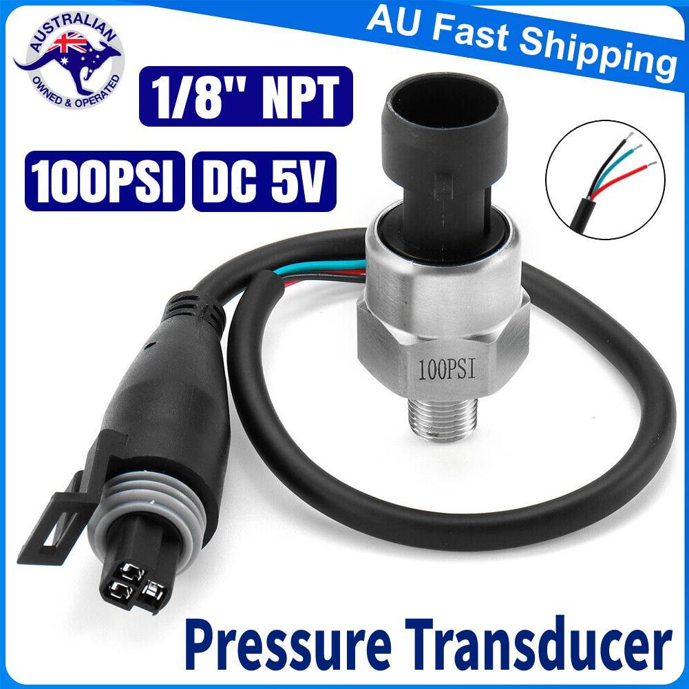 100PSI Stainless Steel Pressure Transducer Sender Sensor for Oil Fuel ...