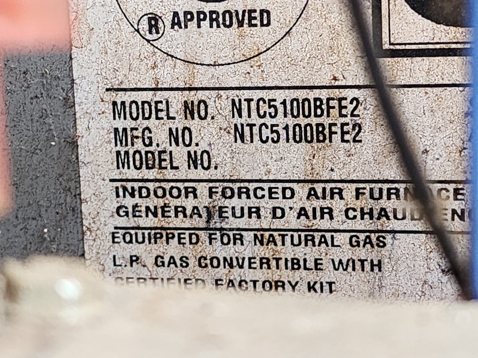 LOCAL PICK UP: ICP/Tempstar/Heil/Gama Model NTC5100BFE2 Gas Home ...