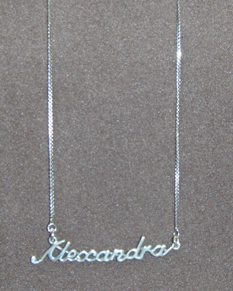 925 Sterling Silver Name Necklace - Name Plate - ALEXANDRA 17" chain w ...